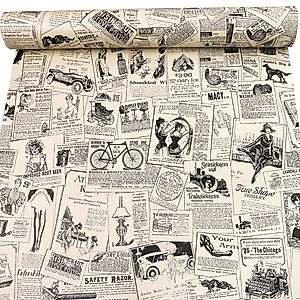 PoetryHome Self-Adhesive Vintage Newspapaer Wall Paper Drawer Shelf Liner for Kitchen Bathroom Cabinets Dresser Wall Crafts 17.7x117 Inches