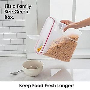Cereal Containers Storage Dispenser Extra Large 1.5 Gallon (192 Oz) Keeps Fresh Cereal Airtight Lid Plastic, Dog or Cat Food Containers Family-Size Cereal Keeper, Dishwasher Safe - Made In USA - 2 Pack
