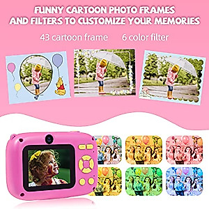 seanme Selfie Camera for Kids with 32GB Card, 40MP & 1080P HD Kids Digital Camera Toys for 3-8 Year olds, Birthday & Christmas Gifts for 3 4 5 6 7 8 9 10 Year Old Girls (Pink)