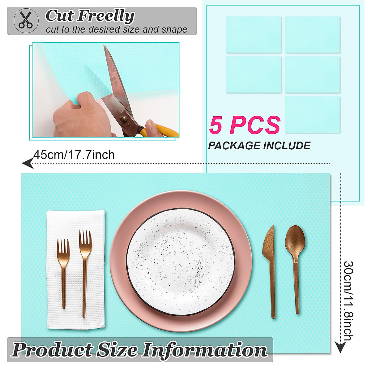 Polly Online Refrigerator Liners Shelf Liners Washable Refrigerator Mats Kitchen Silicone Refrigerator Pads Place Mats 5PCS/Set