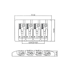 Bogart 4 String Bass Bridge A Style Top Load and String Through Body Tailpiece with Zinc Saddles for Electric Jazz Bass P Bass Chrome High Mass.