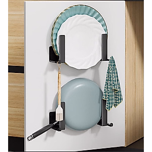 Pot Lid Rack, Wall Mounted 304 Stainless Steel Pan Lid Organizer Holder, Self-Adhesive or Mounting with Screws, Kitchen Cooking Utensil Tool (Set of 2) (Silver)