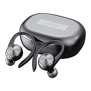 REATOU Bluetooth Headphones, Running Headsets Wireless Earbuds, Over Ear Sport Headphones Sweatproof Earphones with Digital Display, Wireless Earphones for Android & iOS