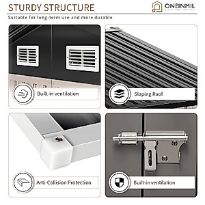 Oneinmil Outdoor Storage Shed 8x6 FT, Metal Tool Shed with Lockable Door, Metal Shed Garbage Can, Storage House for Backyard, Garden, Patio, Lawn, Brown