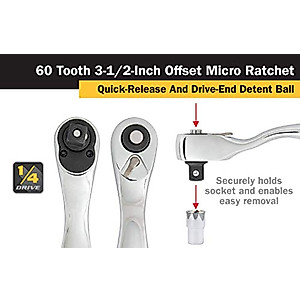 Titan 11203 2-Piece Offset Micro Ratcheting Bit Driver and Ratchet Set