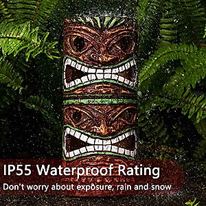 Yiosax Outdoor Garden Decor-Double Tiki Totem Statues Solar Lights Waterproof Decorative Yard Patio Decorations