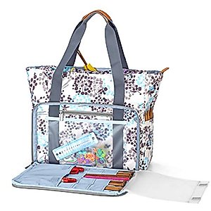Teamoy Knitting Bag, Travel Yarn Storage Tote Organizer for Yarn, Unfinished Project, Crochet Hooks, Knitting Needles and Accessories, Lightweight, Water-Resistant, Large Capacity, Dandelion