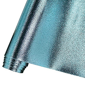 HYANG Metal Lychee Embossed Sky Blue Faux Leather Sheets 1 Rolls 12"X53"(30cmX135cm),Faux Leather Very Suitable for Making Crafts, Leather Earrings, Bows,Handbag，Sewing