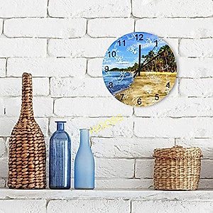 HIGOSS Japan Fuji Wall Clock, Silent Non Ticking Round Rustic Farmhouse Decor,Wooden Wall Clock Round Easy to Read for Home Office School Clock, 10 Inch