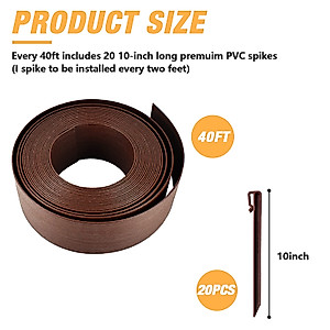 Citrine Garden Landscape Edging Kit, Include 4 Inch High 40 Feet Length Terrace Board, 20 Durable Spikes，Professional Edging Pruning Shear, Brown