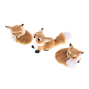 GUDVES Simulation Brown Fox Toy Furs Squatting Fox Model Home Decoration Animals World with Static Action Figures (Fox Toy)