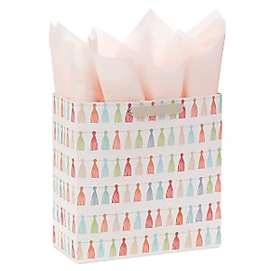 Hallmark Signature Studio 10" Large Gift Bag with Tissue Paper (Rainbow Tassels) for Birthdays, Promotions, Graduations, Bridal Showers