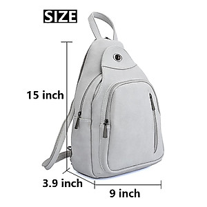 OISLUMU Small Backpack Purse for Women Multi Pocket PU Leather Lightweight Handbags Convertible Travel Shoulder Handbag (Grye-white)