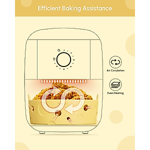 Miniqua Air Fryer Silicone Liners, Reusable Silicone Air Fryer Basket Bowl for 3-5 QT, Food-Grade Silicone Round Air Fryer Liners, Non-stick Silicone Pot Accessories, Yellow(6.8in)