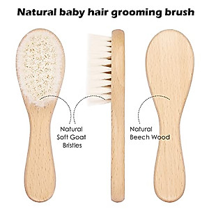 Eycikafa Baby Hair Brush, Goat Bristles Brush and Baby Cradle Cap Brush Set for Cradle Cap Treatment Wood Bristle Brush for Newborns and Toddlers (2 Piece)