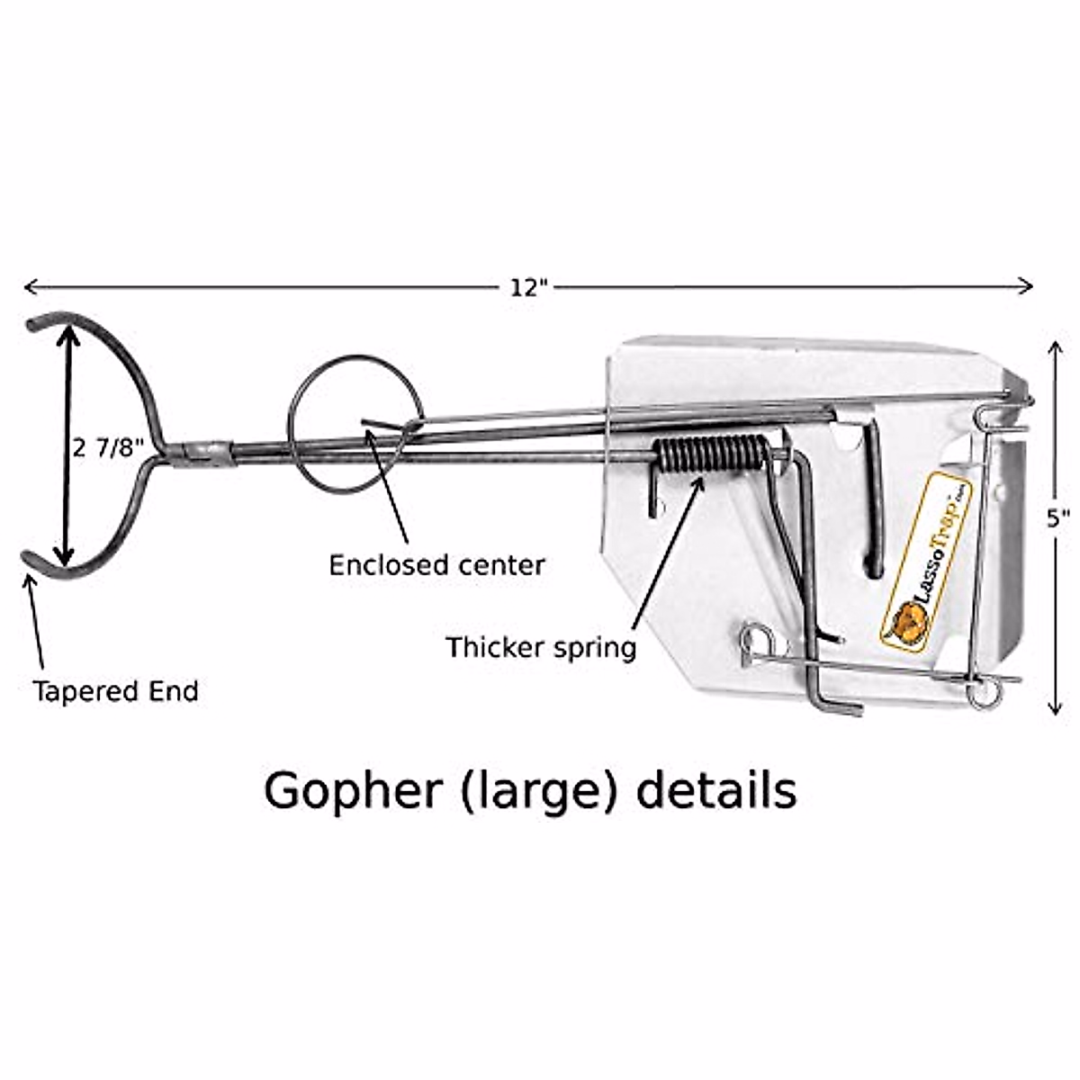 LASSO TRAP Gopher Trap (Pack of 2) Galvanized & Oil-Hardened Steel; Super Cost-Effective, Reusable, & Durable Animal Trap Best in The Lawn, Yard, Garden, Farm, & All Outdoor Settings w/Manual