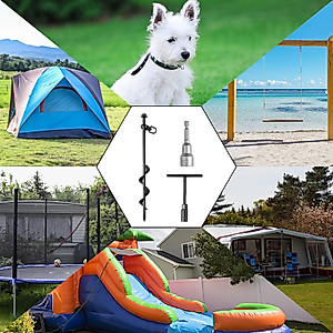 Ground Anchor, Onlyme 6 Pack Earth Anchors Heavy Duty for High Winds, Carport Shed Auger Anchors to Ground, Ground Anchors Screw in Heavy Duty