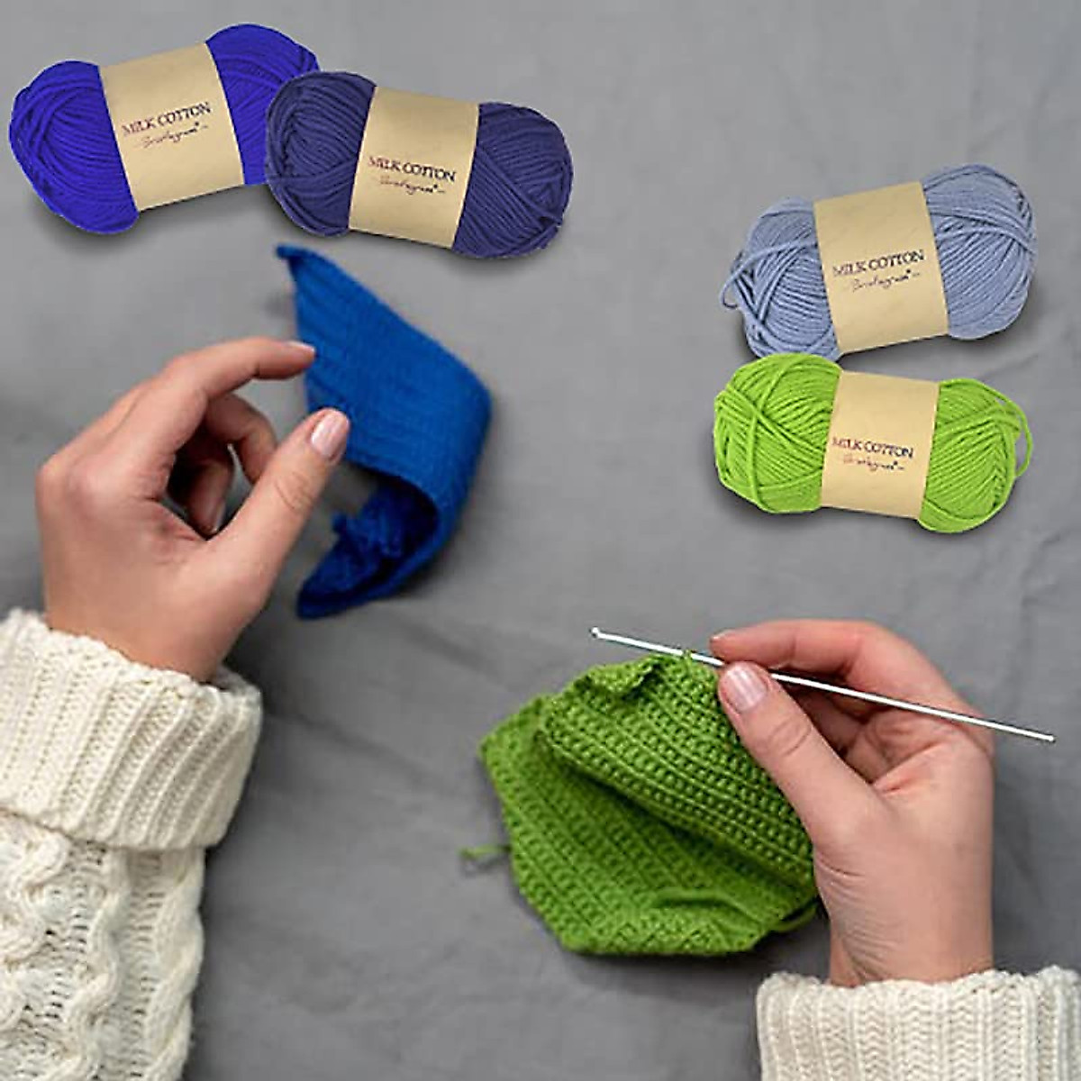 Bristlegrass Electric Blue Chunky Yarn Royal Cotton, 100% Acrylic Yarn, Soft, Super Crochet and Knitting Threads Baby Sweater Scarf Fabric Needlework Craft1.76 Oz (50G) / 115 Yrds (105M)