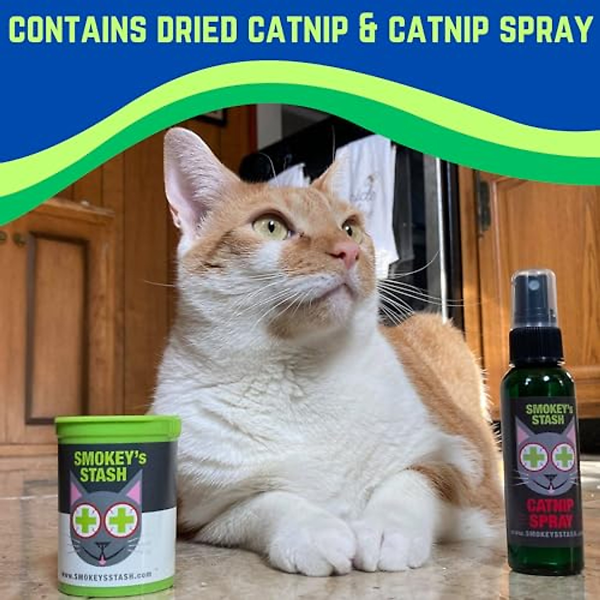 Smokey's Stash Cat Catnip Spray and Dried Organic Catnip Combo Maximum Potency cat nip Bundle