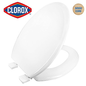 Clorox Elongated Wood Toilet Seat with Easy-Off Hinges-Wiggle Free Design