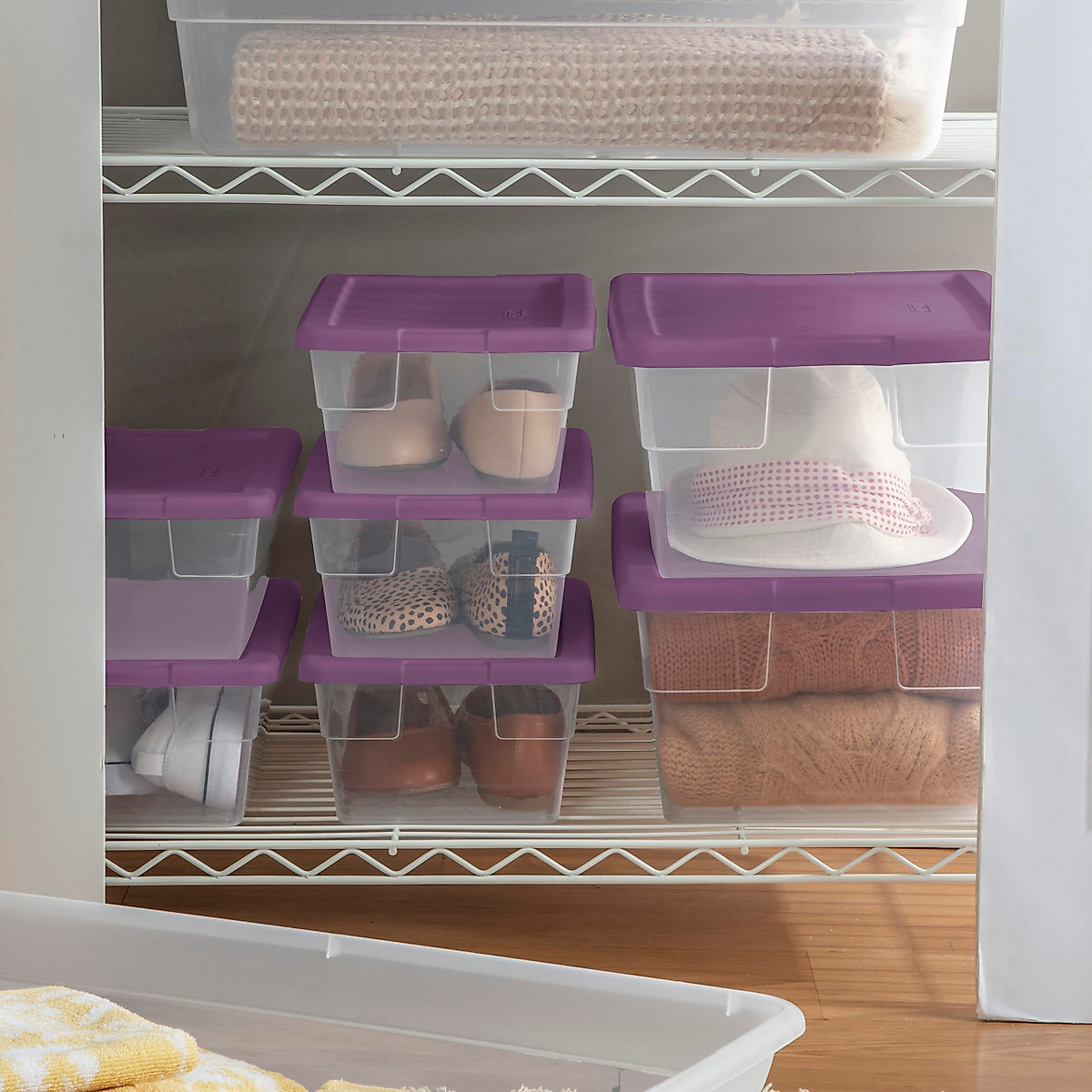 Sterilite Set of (5) 6 Qt./5.7 L Storage Boxes, Moda Purple, 6 Pack