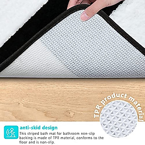 WEIDUOYI Microfiber Bathroom Rugs, Non-Slip Shaggy Soft Bath Rug, Thick Plush Bathroom Mat, Ultra Absorbent and Machine Washable Dry Bath Mats for Bathroom, (16" x 24", Black)