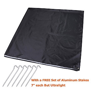 KampFit 9.8'x9.8' Waterproof Tent Tarp with 6 Pcs Ultralight Tent Stakes, Army Green