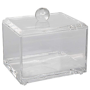 ForPro Premium Cotton Accessory Box, Acrylic Storage Container with Removable Lid, for Storing Cotton, Makeup, Supplies, 4” W x 3.25” H