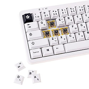 GK GAMAKAY White Japanese Keycaps 129 Keys Cherry Profile PBT Dye-Sub White Theme Minimalist Keycap Set Suitable for LK67 TK75 MK61/87/98/104/108 Layout Mechanical Gaming Keyboard (Japanese Theme)