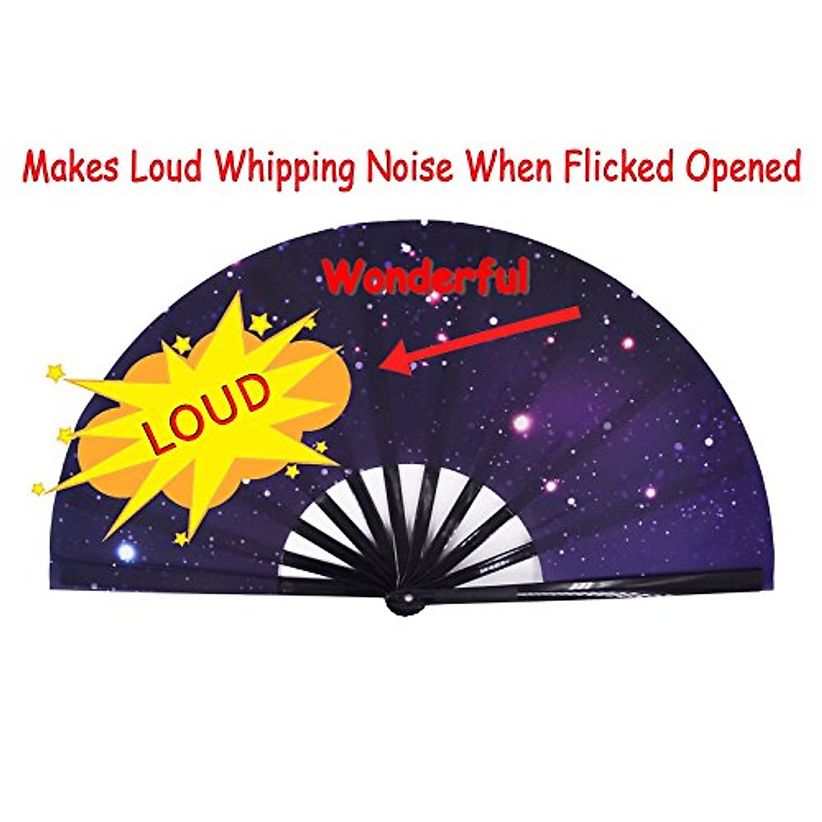 Amajiji Large Galaxy Folding Fan, Chinease/Japanese Folding Nylon-Cloth Hand Fan, Hand Folding Fans for Women/Men, Hand Fan Festival Gift Fan Craft Fan Folding Fan Dance Fan (AM3)
