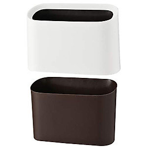 SUBEKYU 0.4 Gal Mini Countertop Trash Can, Small Desktop Garbage Can for Office, Tiny Wastebasket, Plastic, White