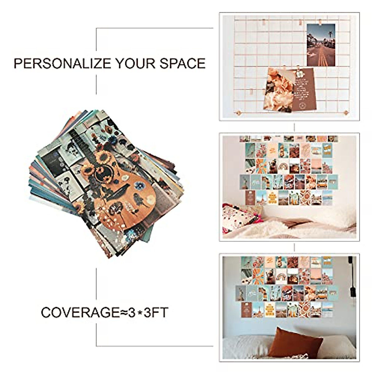 PROCIDA Teen Girl Room Decor Aesthetic, Collage Kit for Wall Aesthetic Boho Peach Beach Picture Wall Collage Kit Aesthetic, VSCO Girls Bedroom Decor, Photo Collage Kit,Dorm Wall Decor 50 Set 4x6 inch