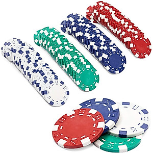 Okuna Outpost Professional Poker Chip Set for Casino Card Games (4 Colors, 100 Pieces)