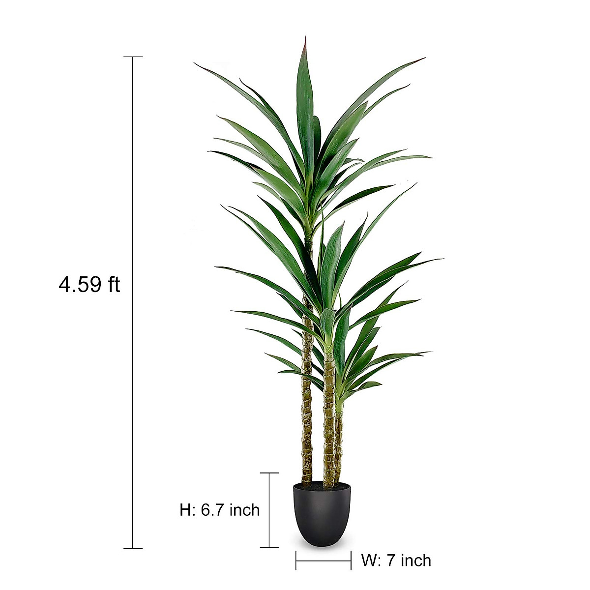 Lambye Artificial Tree, 4.6 Feet Agave Plant with 3 Heads in Plastic Pot, Potted Fake Greenery for Home, Office, Indoor and Outdoor Modern Decoration(2 Pack)