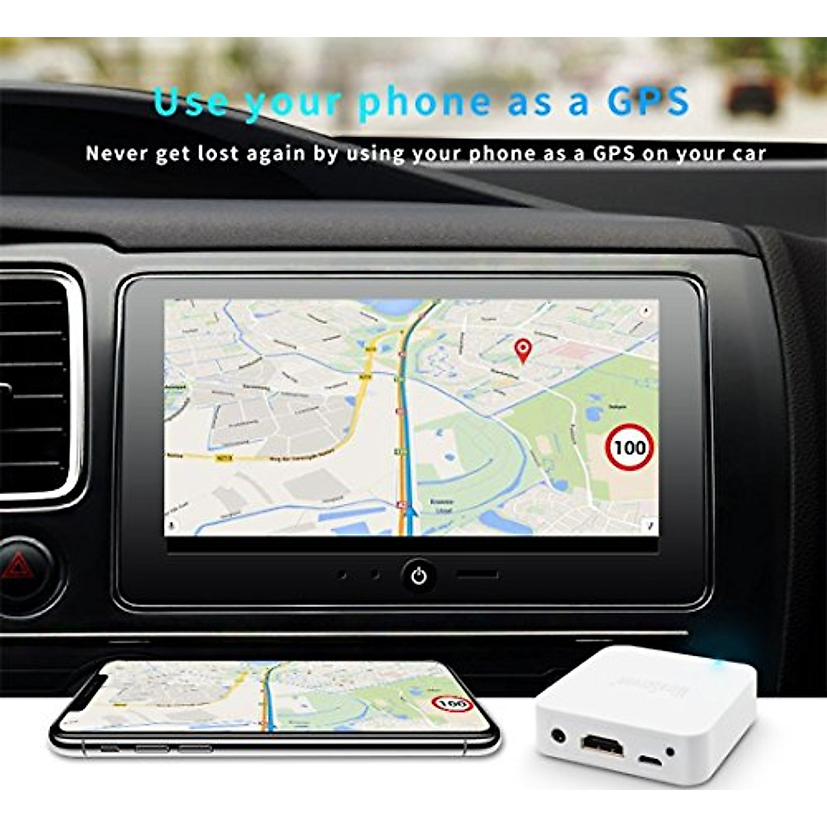 SmartSee Car WiFi Display Box, Airplay DLNA Miracast Screen Mirroring from Smart Phones to Car Screen Wirelessly, with HDMI and RCA(CVBS) Output GPS Navigation