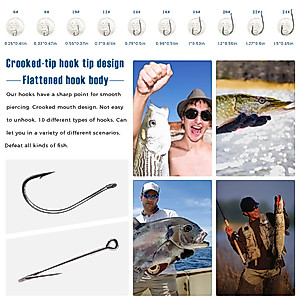 Carbon Steel Fishing Hooks 500 Pcs, Circle Hooks Assortment for Saltwater Freshwater Ice Fishing, Salt Water Fish Hooks for Catfish Trout Bass Octopus Multi Size 6 8 10 12 14 16 18 20 22 24