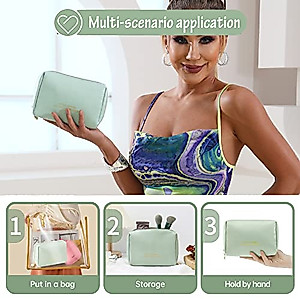 LOXITP With Hook Portable Women's Clear Makeup Bag,Waterproof Travel Toiletry Bag,Bring Zipper Skincare Cosmetic Bag,Toiletries Organizer Tote Storage Bag PU and TPU Materia (p4)