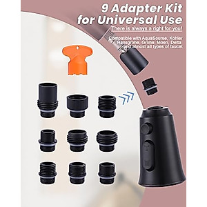 WOWOW Kitchen Faucet Head Replacement, 3 Function Pull Down Faucet Sprayer Head with 9 Adapters, Oil Rubbed Bronze Kitchen Sprayer Nozzle Compatible with Moen, Delta, Kohler Faucets
