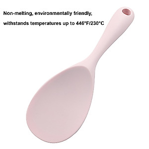 Murtenze 2Pcs Pink Silicone Rice Paddle Spoon，Non Stick Heat Resistant Kitchen Gadge Rice Spoon for Rice, Salads, Mashed Potato