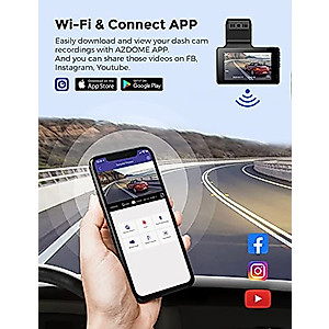 AZDOME 4K Dual Dash Cam Front and Rear, Built-in GPS/WiFi(64G SD Card Included), Dashboard Camera with UHD 3840x2160P, 3" Display, Sony Sensor, 170° FOV, WDR, Night Vision, Parking Monitor, G-Sensor