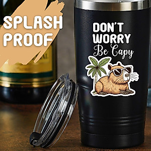 Capybara Gifts, Don't Worry Be Capy, Capybara Themed Gifts for Girls, Women, Capybara Lovers, Onebttle Stainless Steel Tumbler 20OZ Black