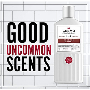 Cremo Bourbon & Oak Barber Grade 2-in-1 Shampoo & Conditioner, 16 Fl Oz (2-Pack) - A Sophisticated Blend of Distiller’s Spice, Fine Bourbon and White Oak