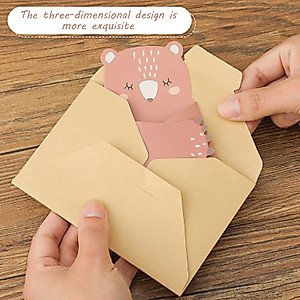 Lincia 36 Sets Bear Thank You Cards Funny Greeting Cards Bear Hug Birthday Cards Animal Note Cards Bulk Bear Stationary Holiday Cards with Envelopes Stickers for shower Party Supplies(Classic Style)