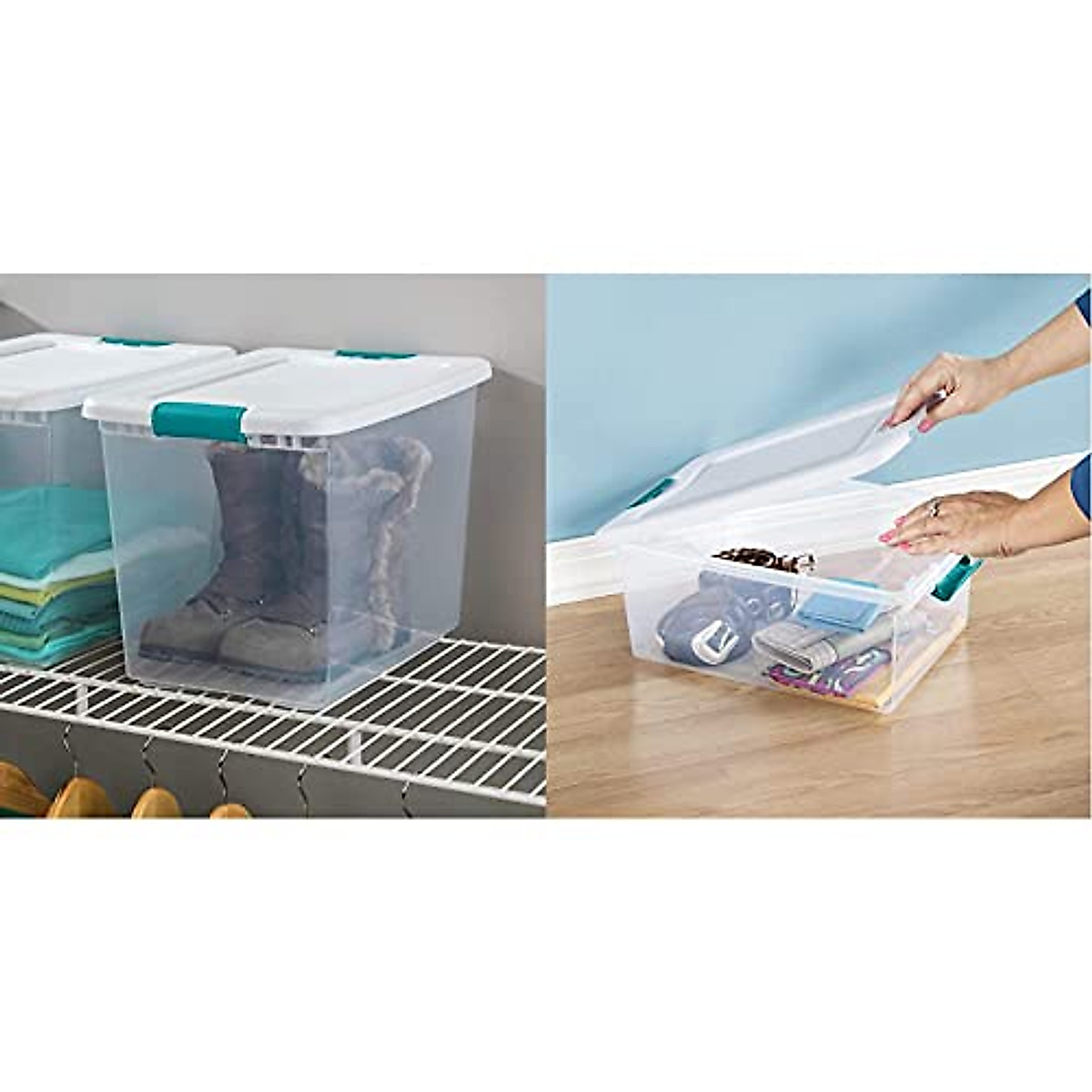 Sterilite 25 Qt./24 L Latching Box Clears, Quart, White, 6 Piece & 15 Qt./14 L Latching Box Clears, Quart, White, 12 Piece