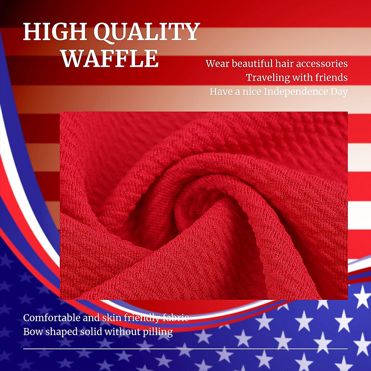 YanJie Headbands for Women Girls Knotted Headband Hair Accessories Patriotic Red Headband Blue Hairbands Fashion Top Knot Hairbands Wide Head Band 2Pcs