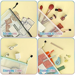 EOOUT 24pcs Zipper Bags Mesh Bags with Zipper, Mesh Zipper Pouch Durable Pouches for Organization Storage, Letter Size/A4 Size, for Travel Organize and Office Supplies
