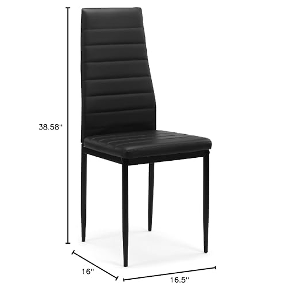 Wycian Kitchen Chair High Chair Seat, Boho Accent Chair 4PCS Black Pu Capacity 280LB 16.5" L 16" W 38.58" H Living Room Bedroom Dining Rooms Garden