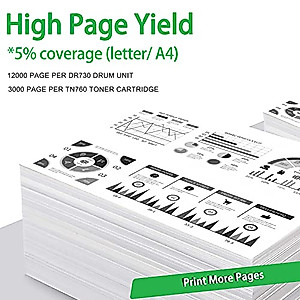 GREENCYCLE TN760 TN-760 Toner Cartridge DR730 Drum Unit Set Compatible for Brother HL-L2350DW HL-L2395DW HL-L2390DW HL-L2370DW MFC-L2750DW MFC-L2710DW DCP-L2550DW Printer (4 Toner, 4 Drum)