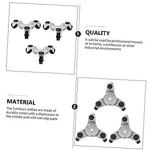 CLISPEED 3pcs 3 Mover Moving Heavy Duty Cart Heavy Duty Casters Furniture Transport Tool Triangle Dolly Swivel Caster Furniture Dolly Heavy Furniture Heavy Duty Dolly Steel Wheel to Rotate