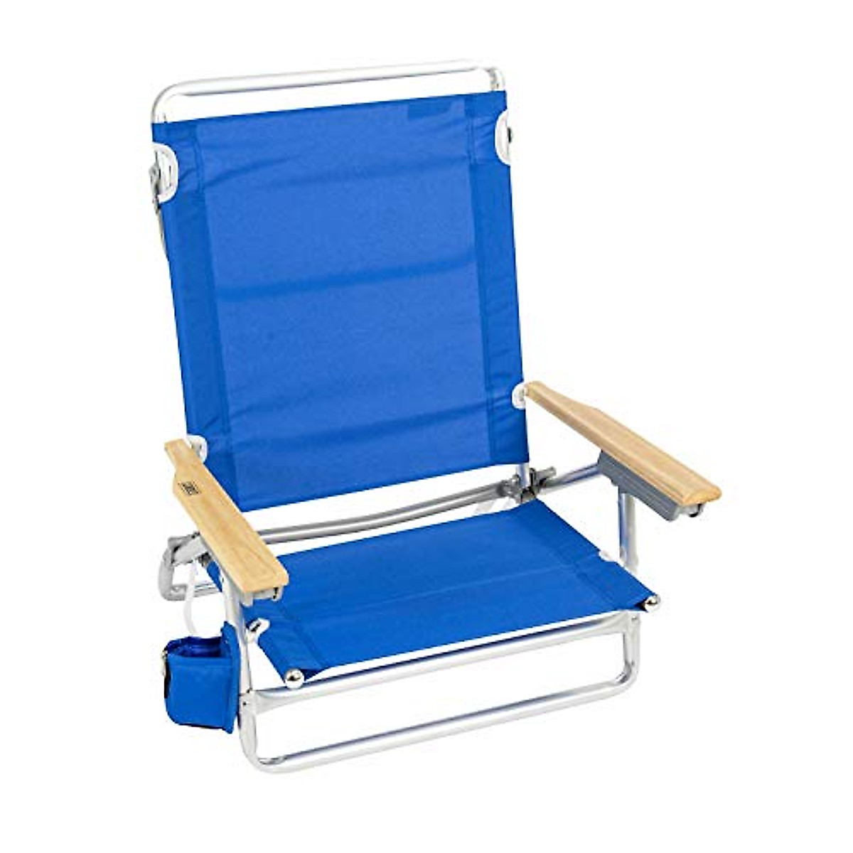 Rio Beach Classic 5-Position Lay-Flat Folding Chair, Outdoor Pool and Beach Chair with Carrying Strap and Towel Bar, Blue